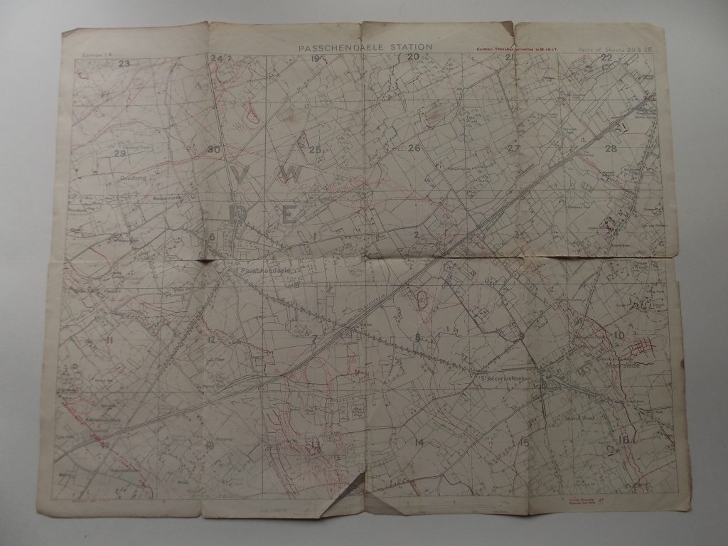 WW1 TRENCH MAP PASSCHENDAELE STATION DATED 10-10-17 - DBG Militaria