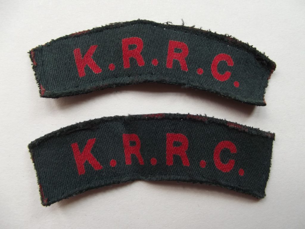 WW2 K.R.R.C. PRINTED SHOULDER TITLES - DBG Militaria