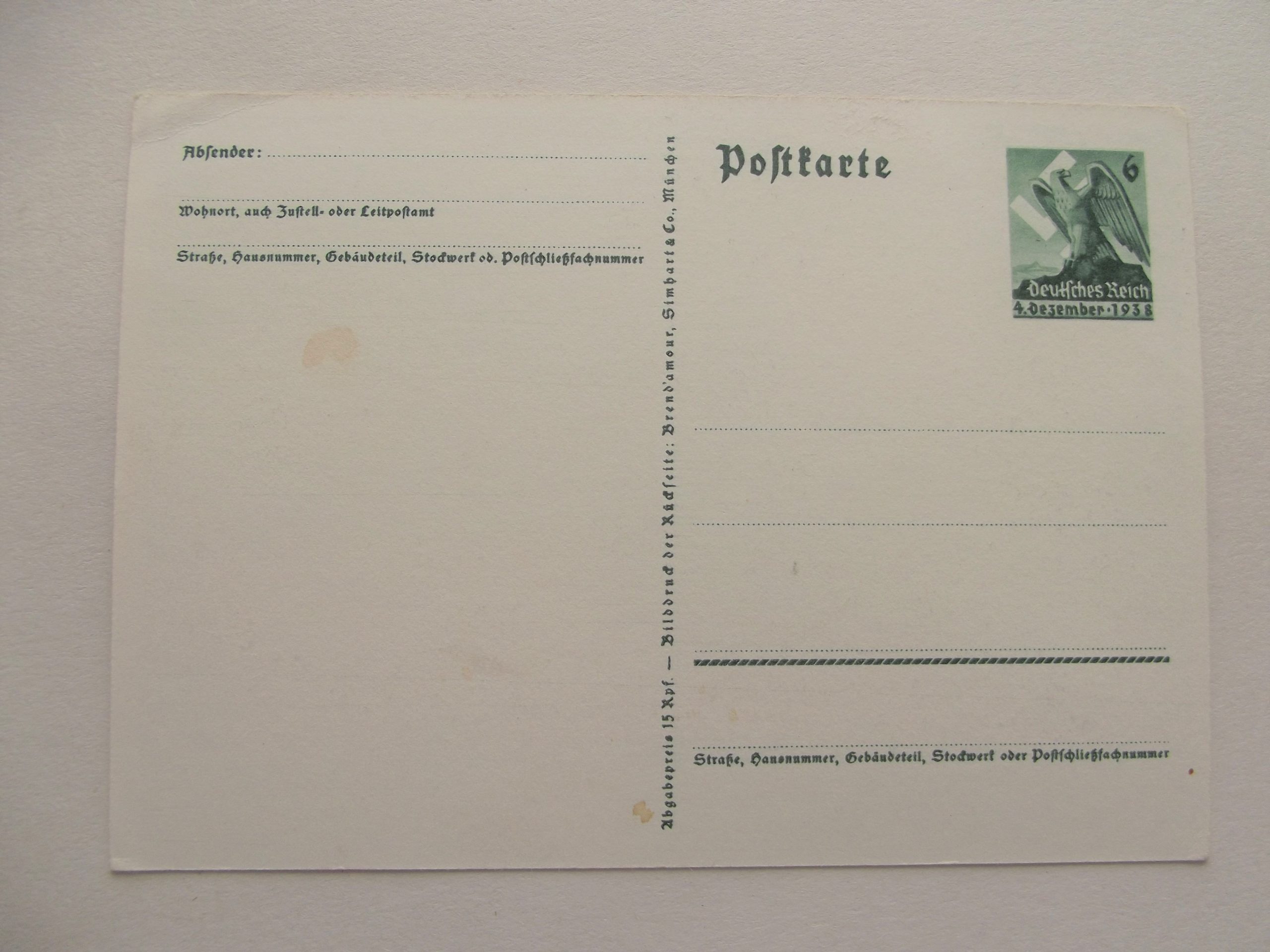 GERMAN SUDETENLAND 1938 POSTCARD - DBG Militaria