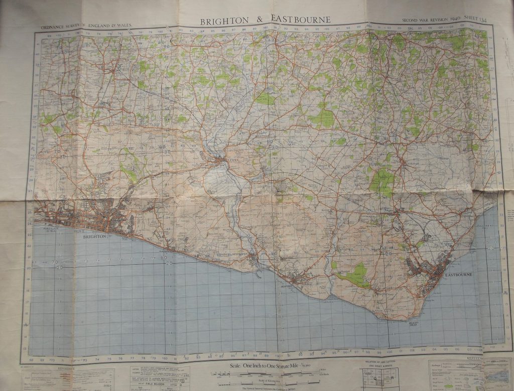 WW2 BRIGHTON & EASTBOURNE WAR OFFICE MAP DATED 1940/41 - DBG Militaria