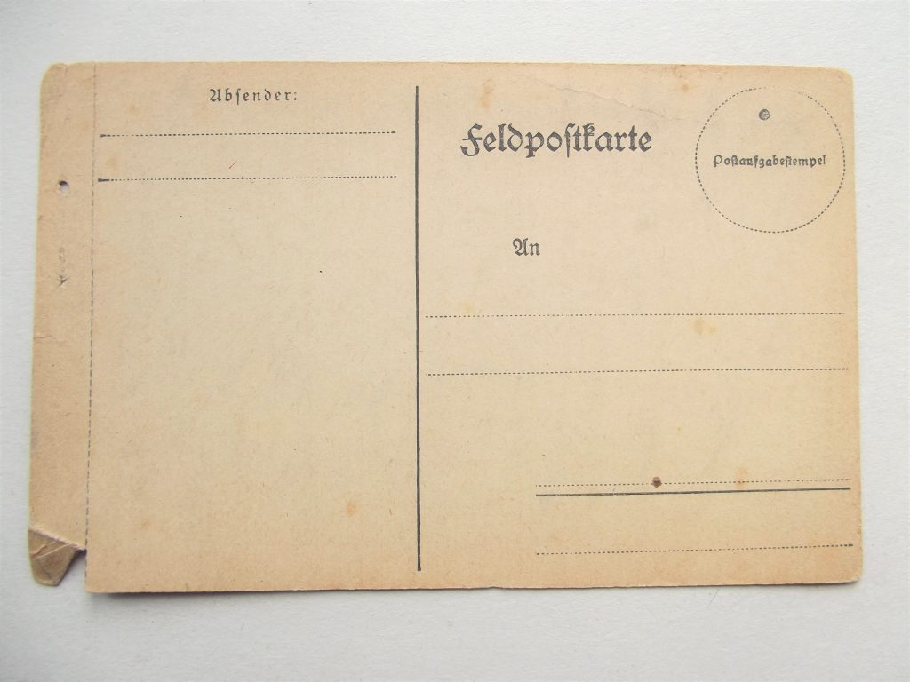 WW1 IMPERIAL GERMAN FIELDPOST POSTCARD - DBG Militaria
