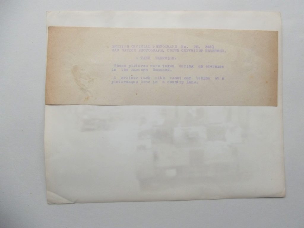 WW2 BRITISH OFFICIAL PHOTOGRAPH "A TANK EXERCISE" - DBG Militaria