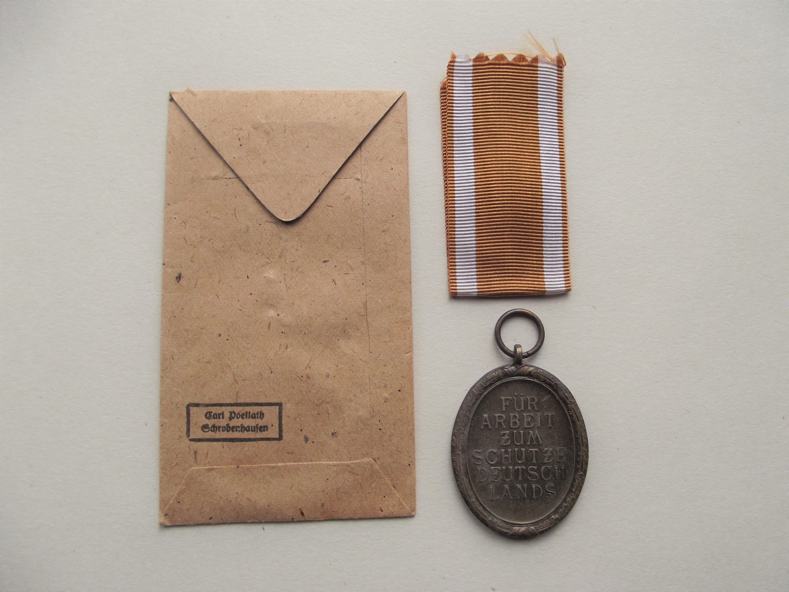 WW2 GERMAN WEST WALL MEDAL & PACKET - DBG Militaria