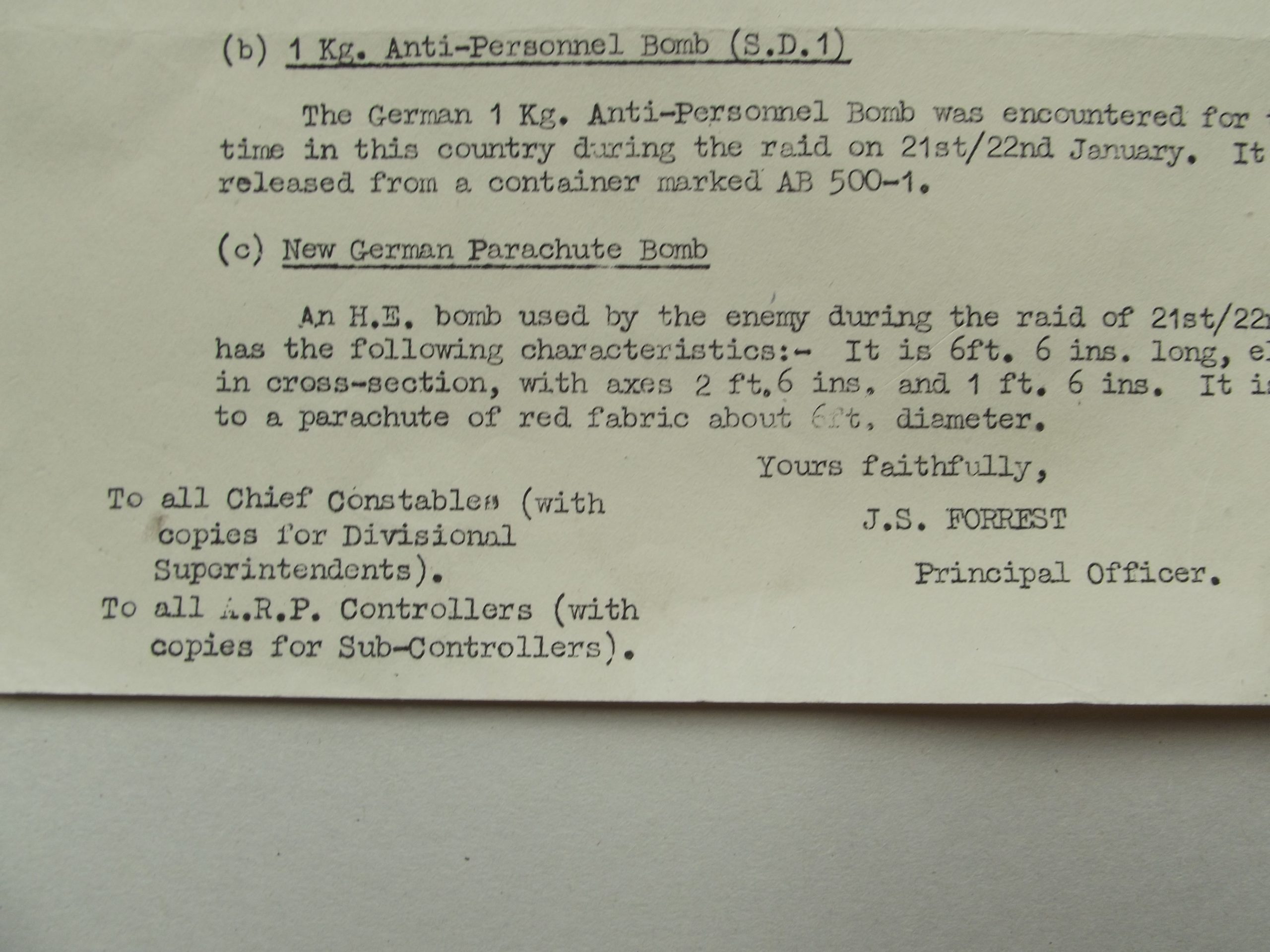 WW2 A.R.P & C.D LETTER SECRET GERMAN INCENDIRY BOMB DATED 1944 - DBG ...