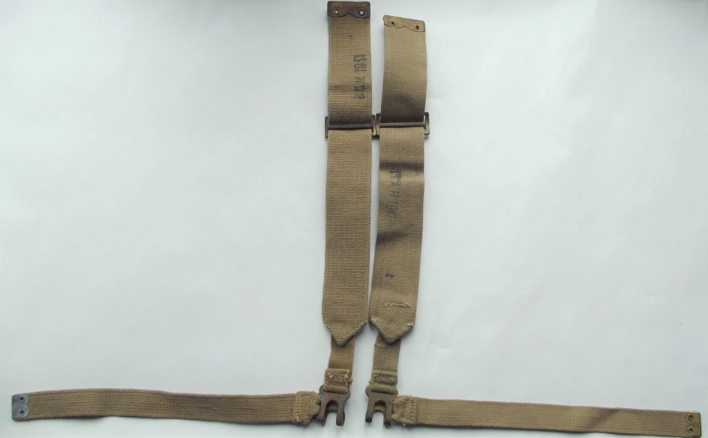 WW2 37 PTN WEBBING HAVERSACK SHOULDER STRAPS DATED 1941 - DBG Militaria